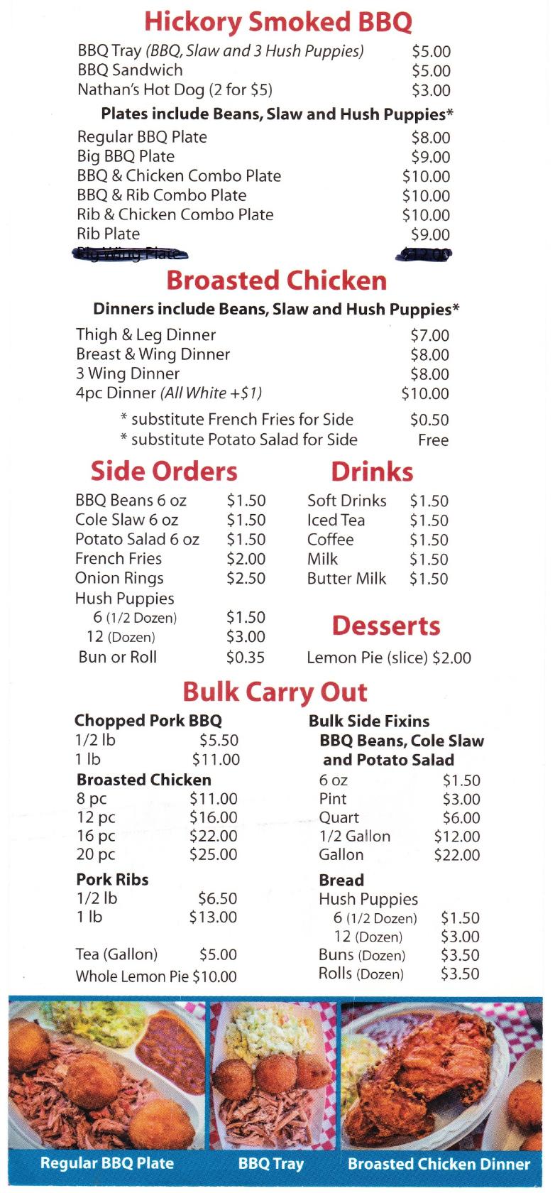 Menu at Little Pigs BBQ, Asheville, 384 McDowell St