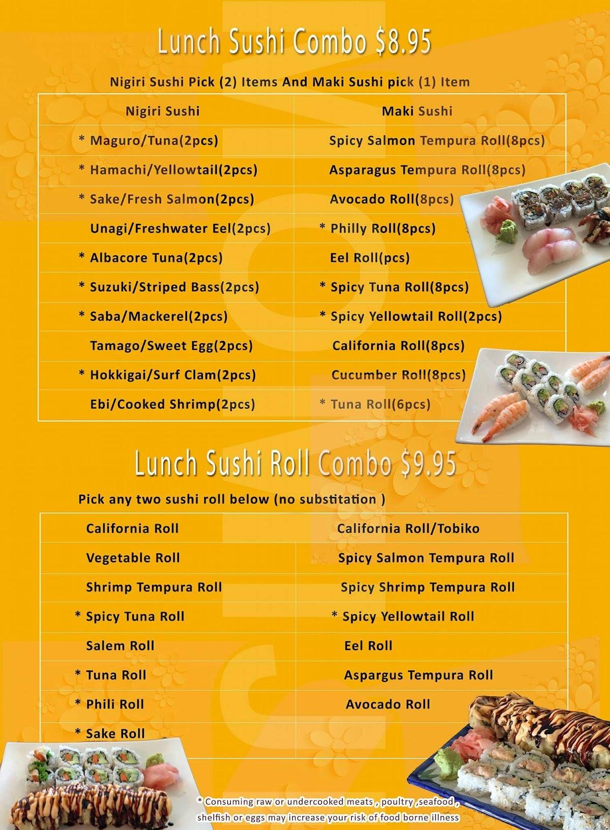 Menu at Momiji Japanese Restaurant, Canby