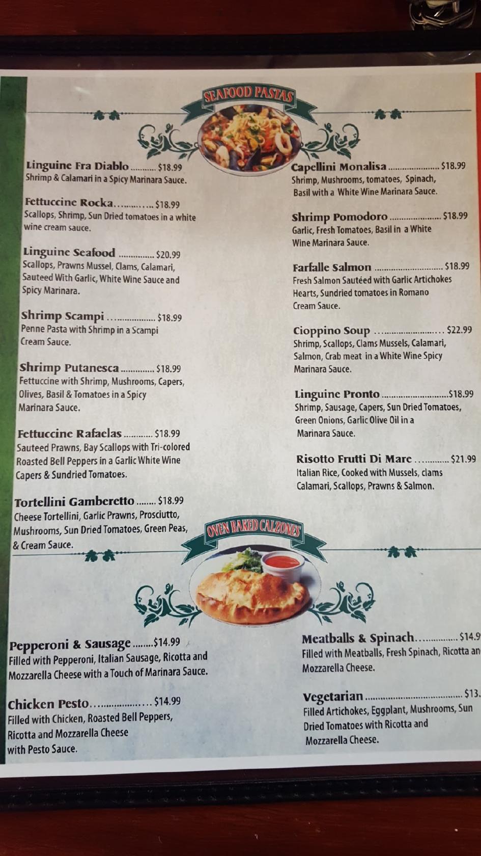 Menu at Pastas Pronto pub & bar, Modesto, Coffee Rd