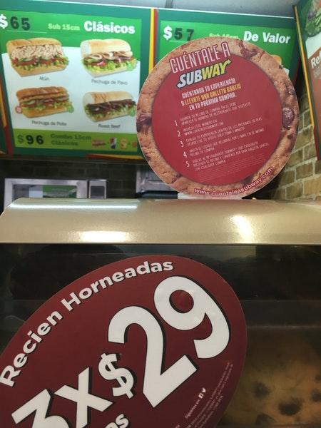 Menu at Subway restaurant, Mexico City, Av. Capitán Carlos León S/N
