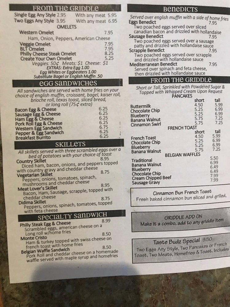 Menu at Taste Budz Cafe, Aston