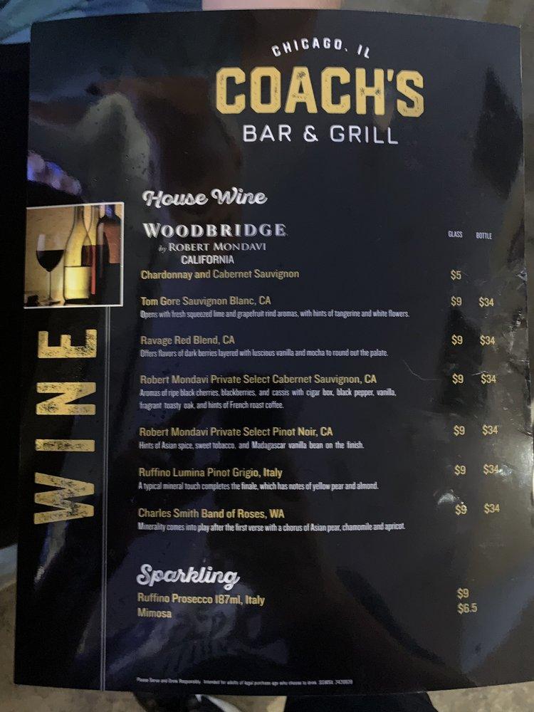 Menu at Coach's Bar & Grill, Chicago