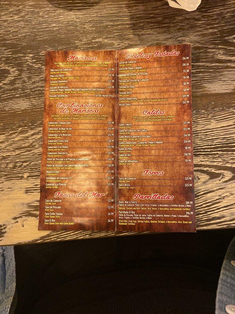 Menu at El Rey Restaurant and Bar, Delano