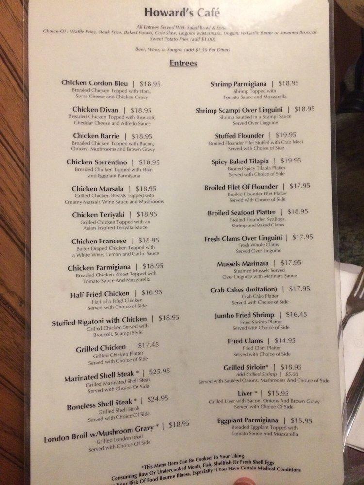 Menu at Howard's Cafe, Patchogue