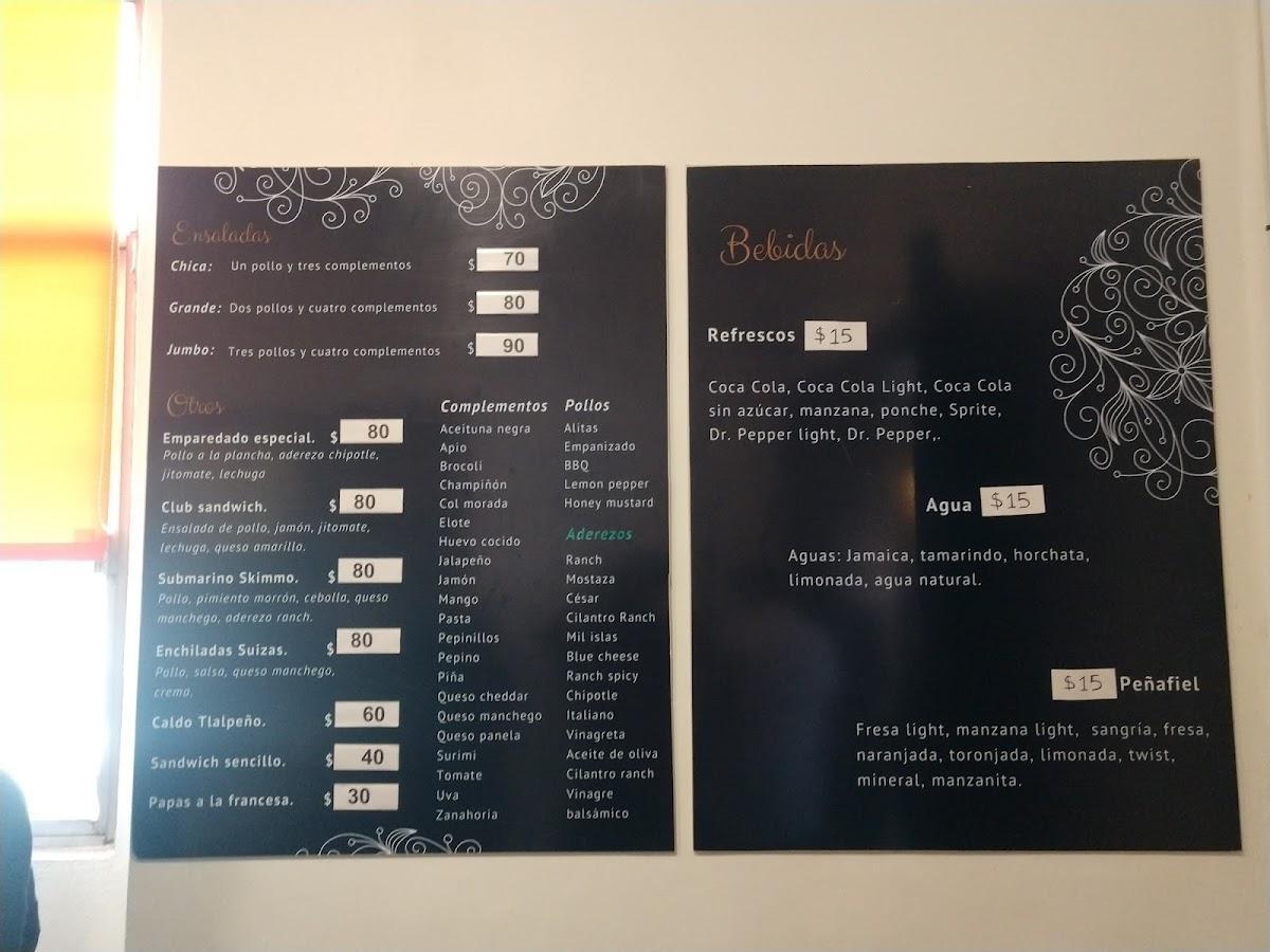 Carta del restaurante Skimmo, Monterrey