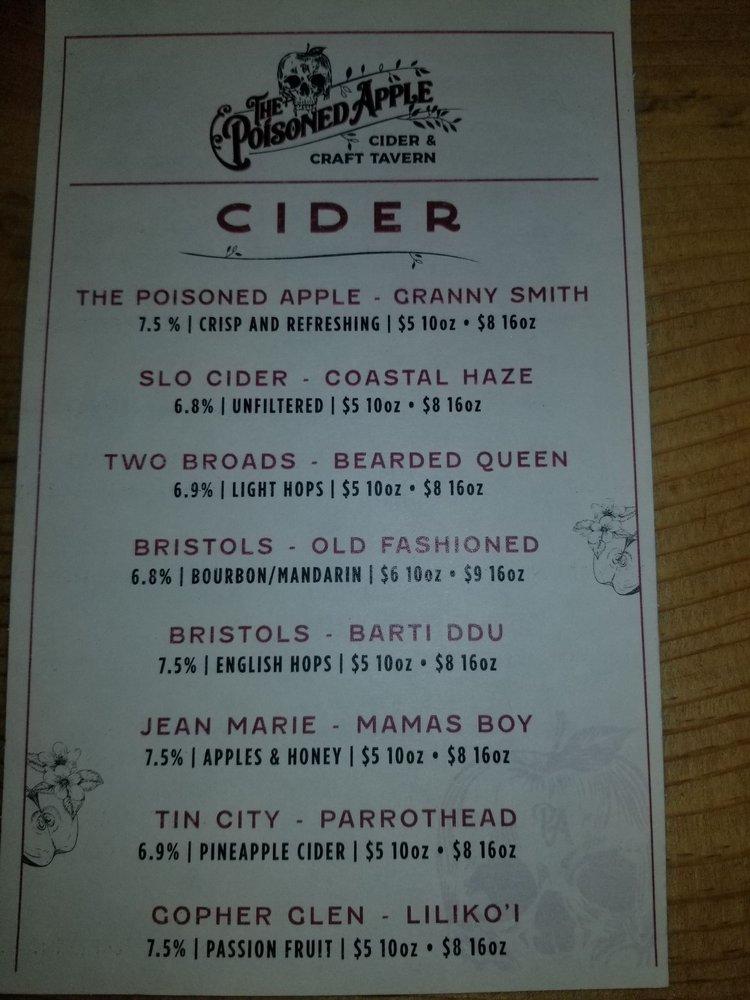 Menu at The Poisoned Apple pub & bar, Atascadero