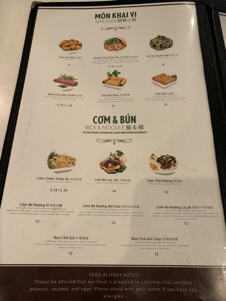 Menu at Thien An Bo 7 Mon restaurant, Rosemead