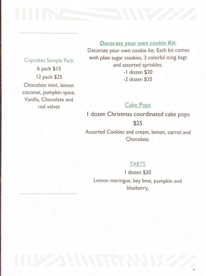 Menu at Triple L Cakes desserts, Edmonton