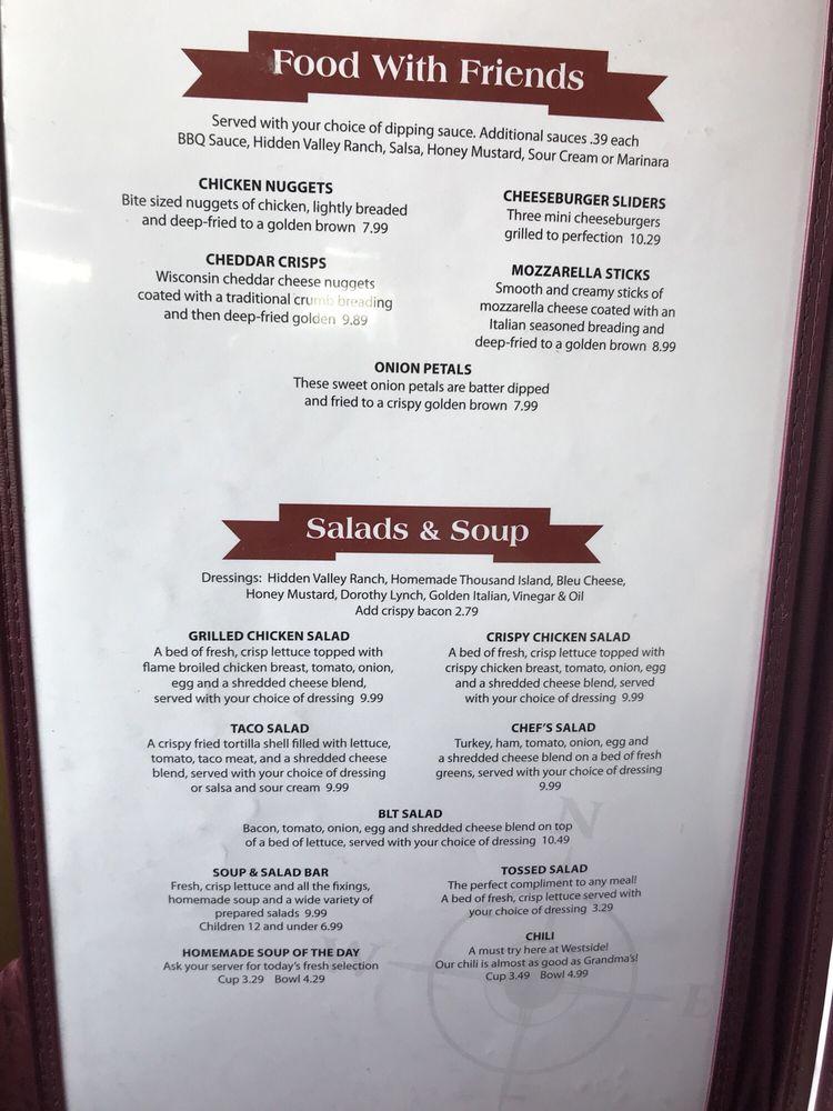Menu at Westside Restaurant, O'Neill, US-20