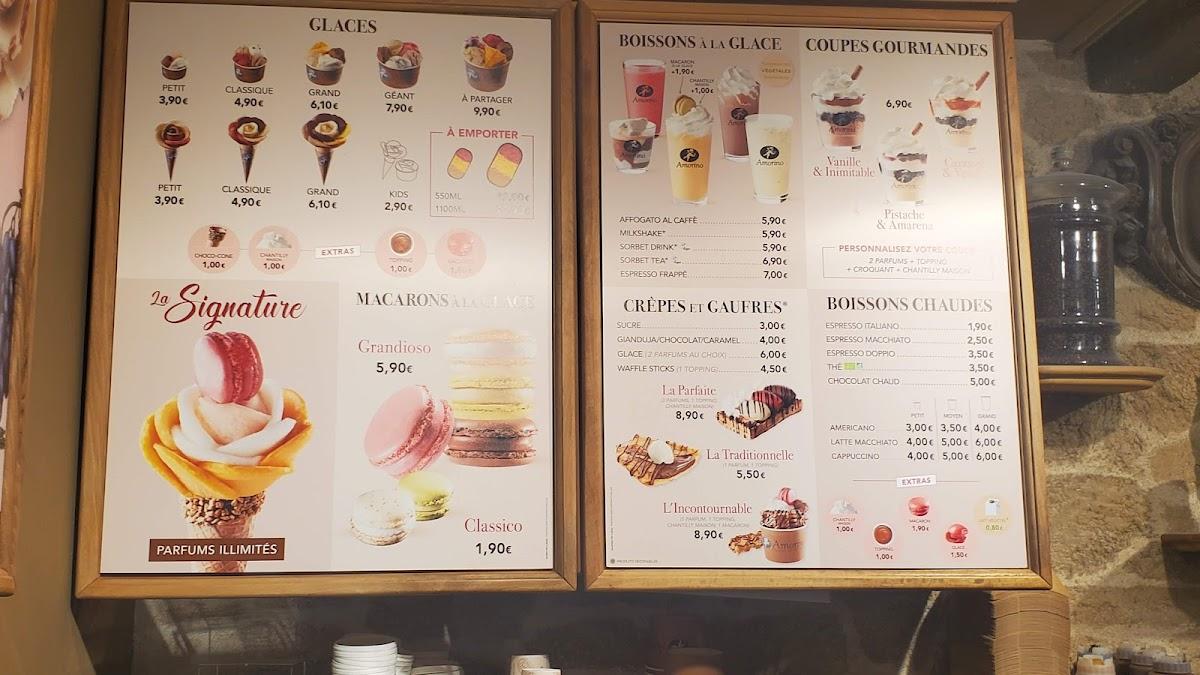 Carta del café Amorino Gelato - Reims, Reims