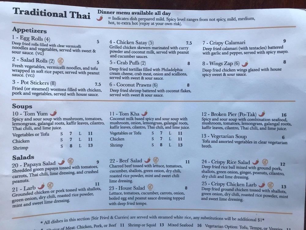 Menu at Best Thai restaurant, Lincoln City