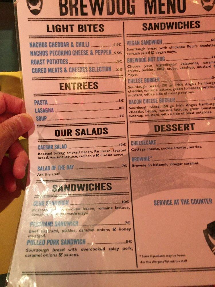 Menu at BrewDog Roma pub & bar, Rome
