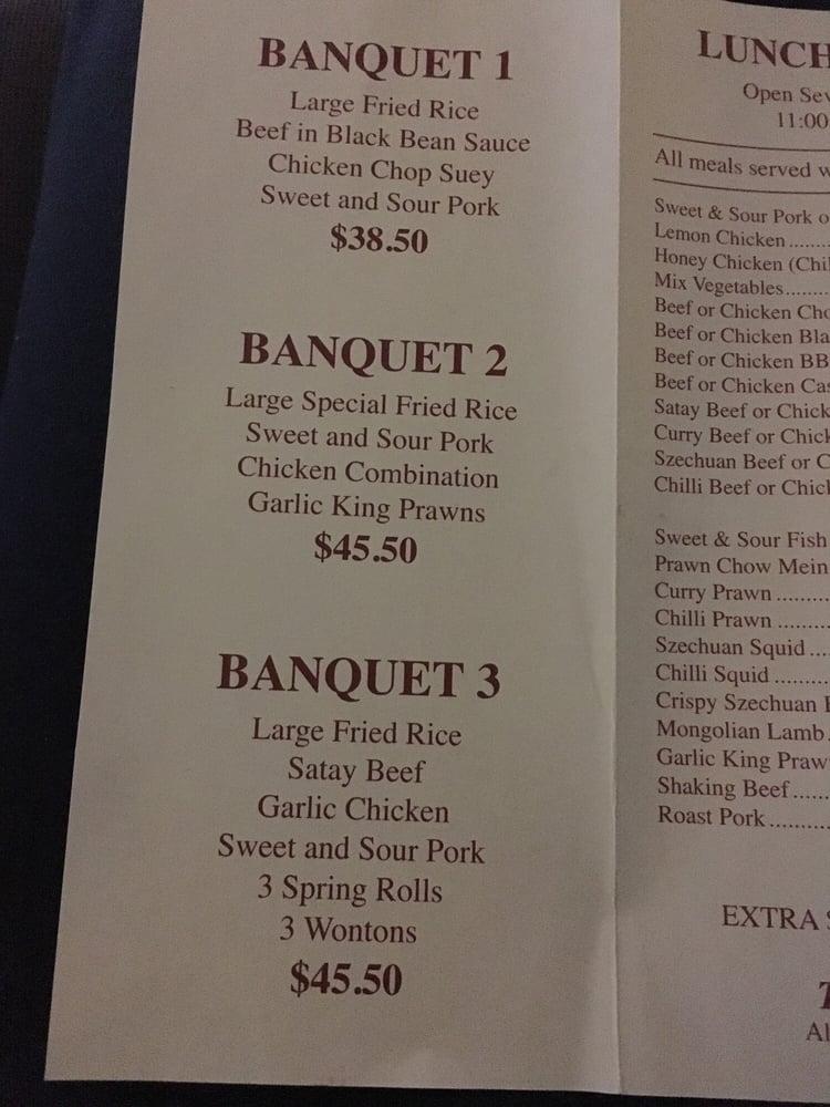 Menu at Everyday Chinese restaurant, Bunbury