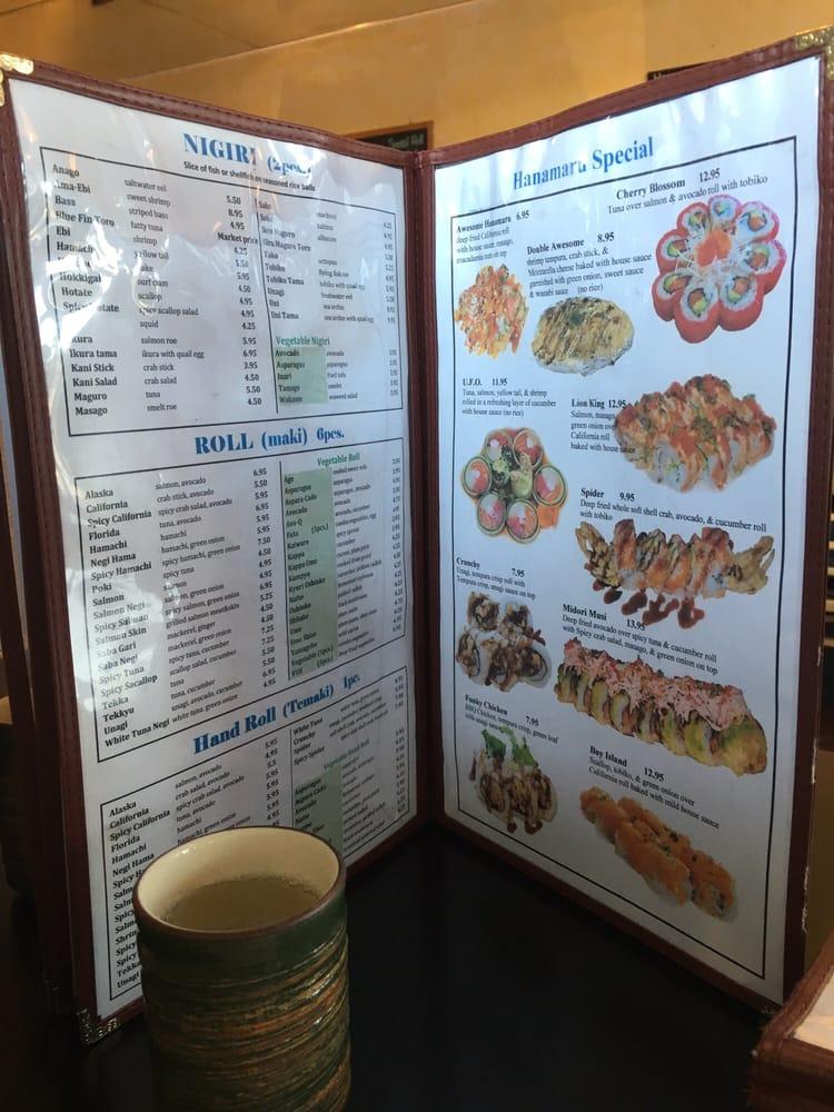Menu at Hanamaru restaurant, Sunnyvale