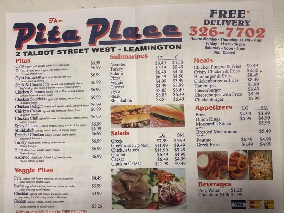 Menu at The Pita Place restaurant, Leamington
