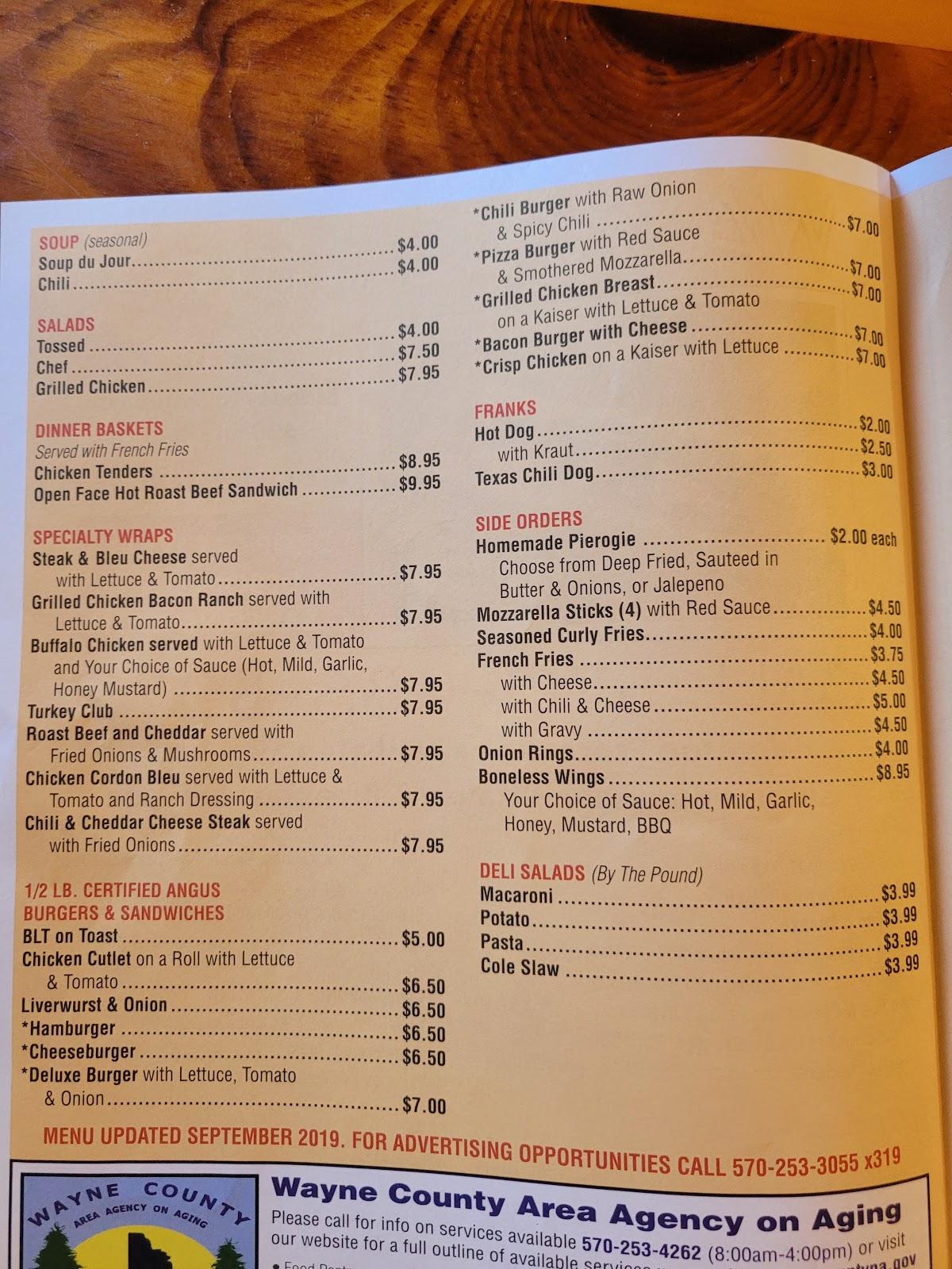 Menu at The Waymart Deli restaurant, Waymart, 618 Roosevelt Hwy