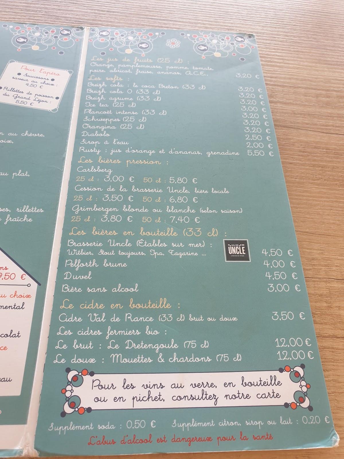 Menu au Le Poisson Rouge restaurant, Saint-Quay-Portrieux