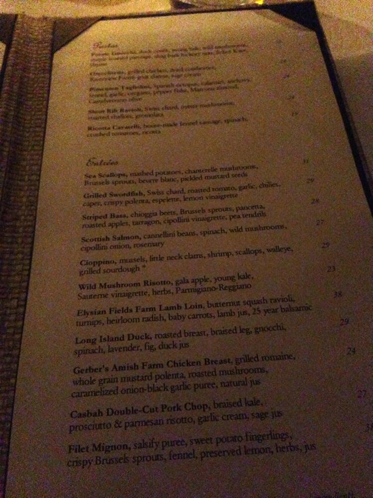 Menu at Casbah restaurant, Pittsburgh