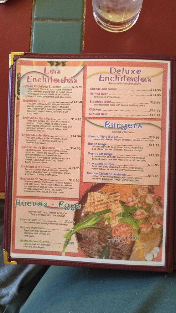 Menu at El Rancho Viejo restaurant, Battle Ground