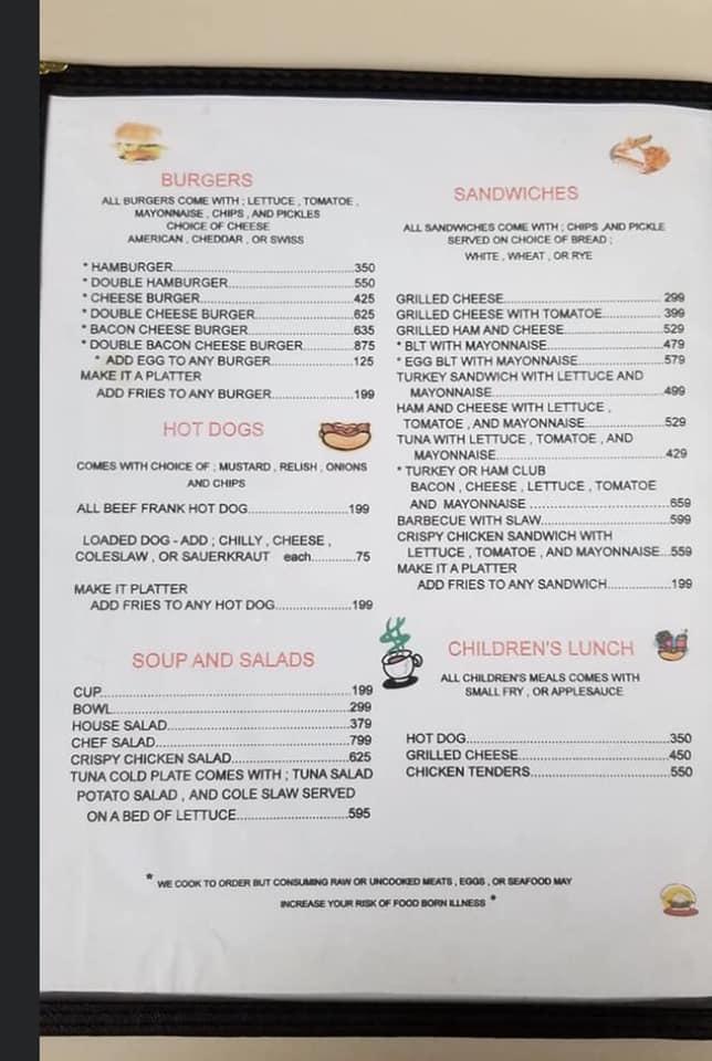 Menu at Lafayette Diner restaurant, Fredericksburg