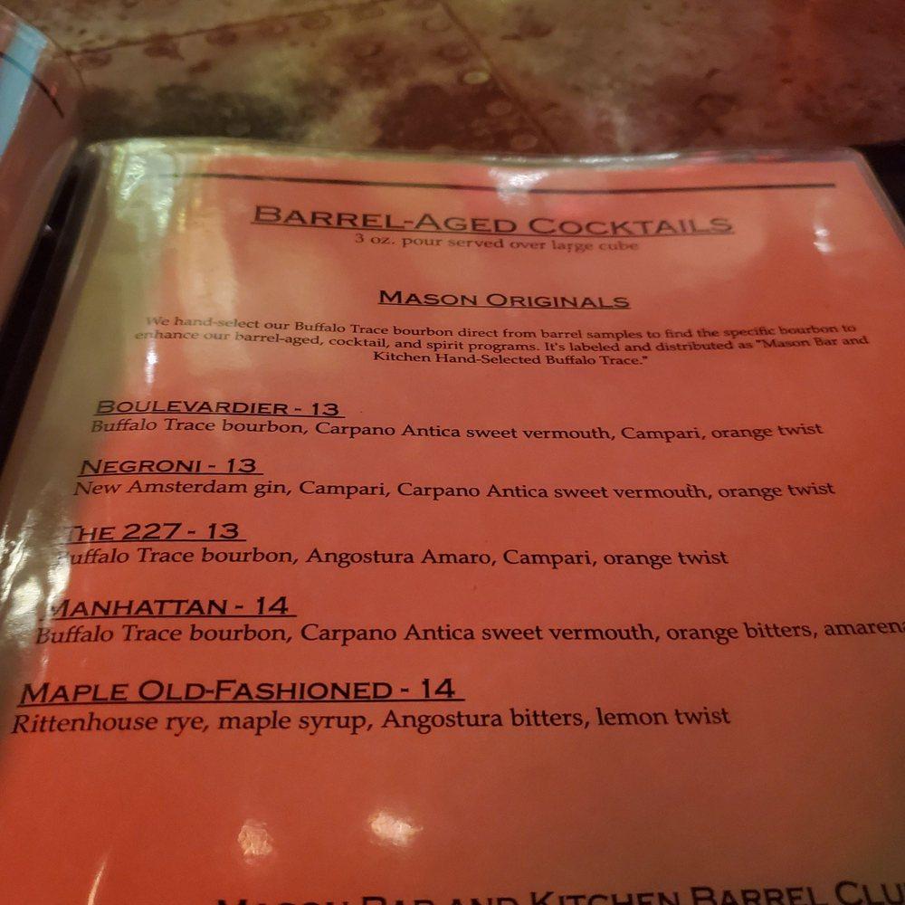 Menu at Mason Bar & Kitchen, Arroyo Grande