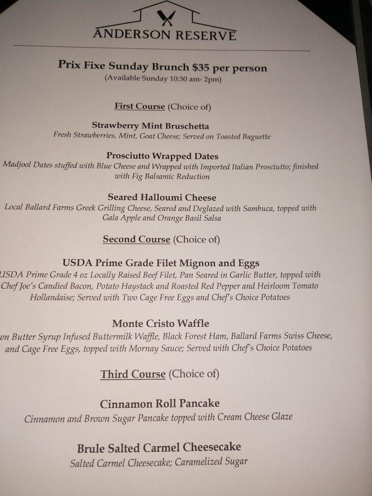 Menu at Anderson Reserve pub & bar, Sweet