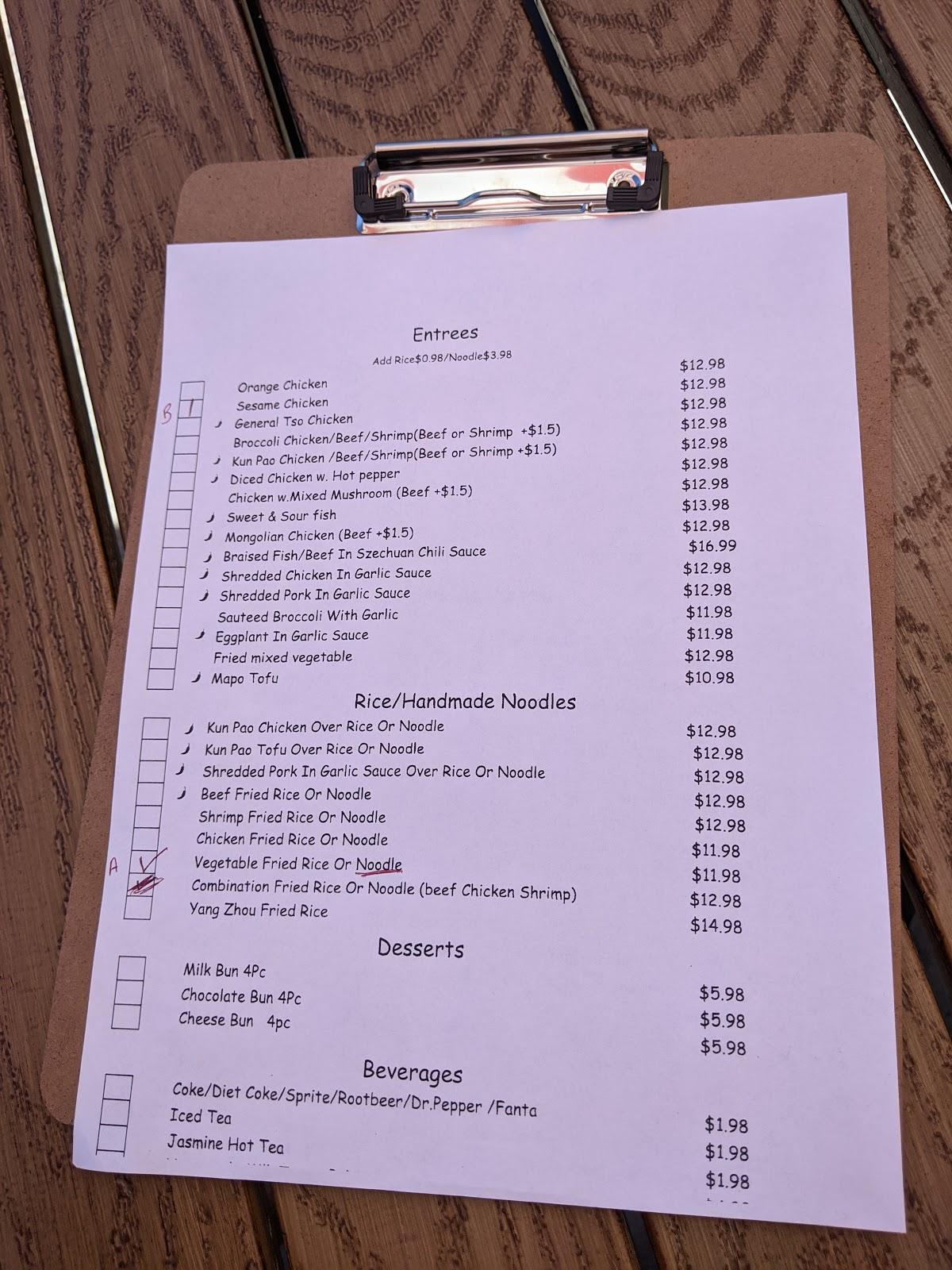 Menu at Noodle Works restaurant, Albuquerque