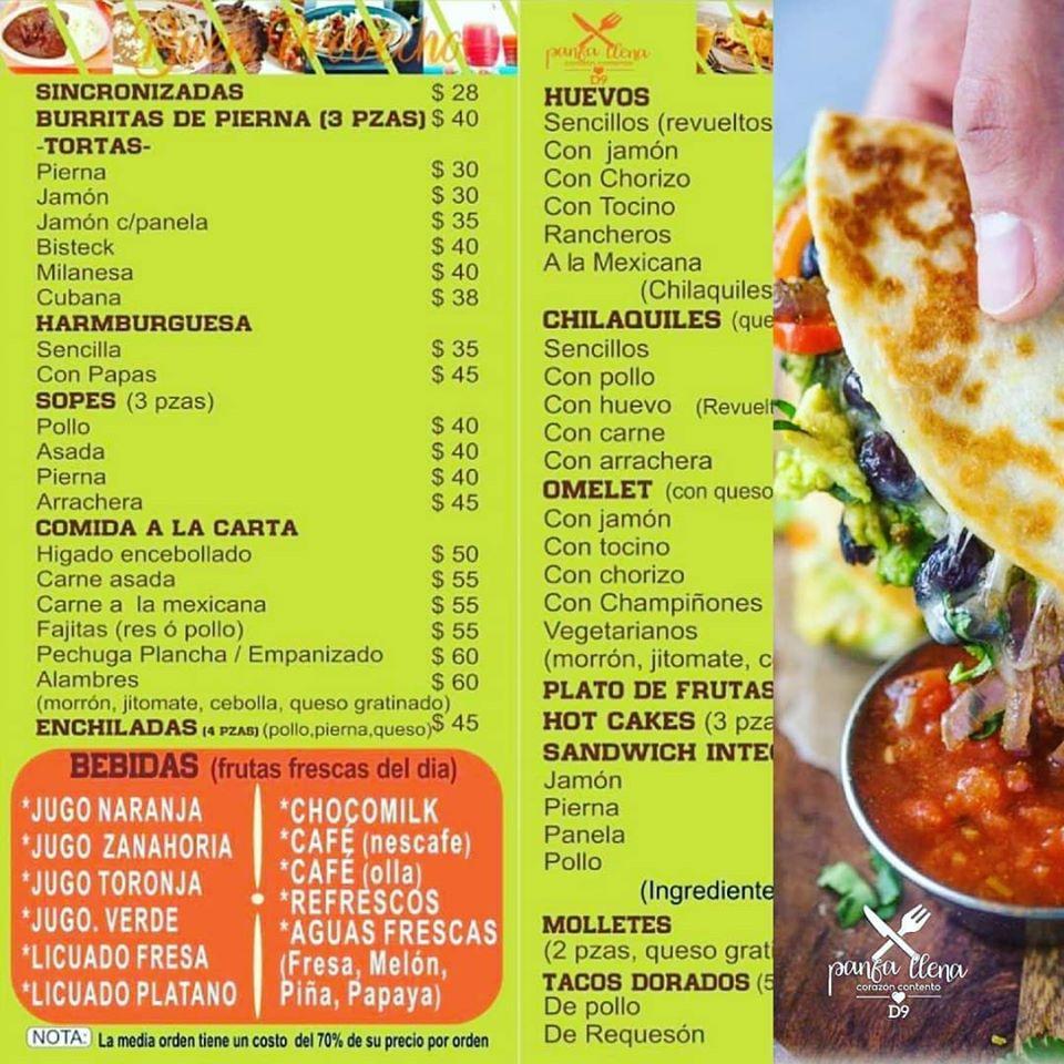 Menu at Panza Llena Corazón Contento D9 restaurant, Puerto Vallarta