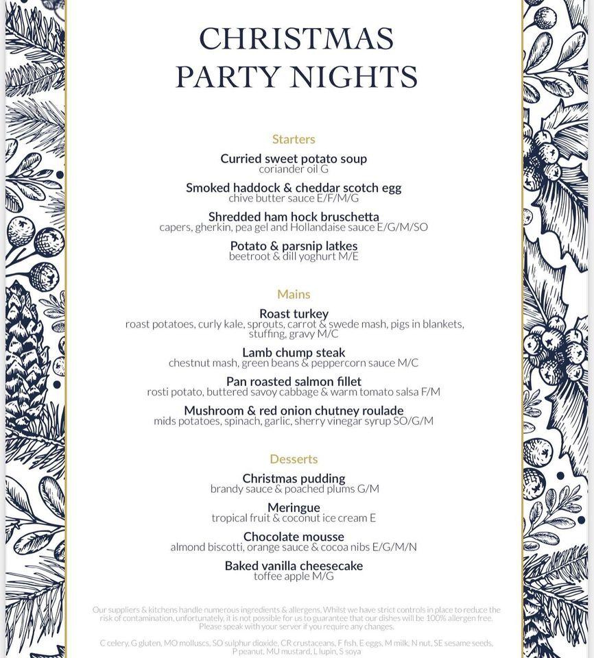 Menu at The Duke's Head Hotel - Surya Hotels restaurant, King's Lynn