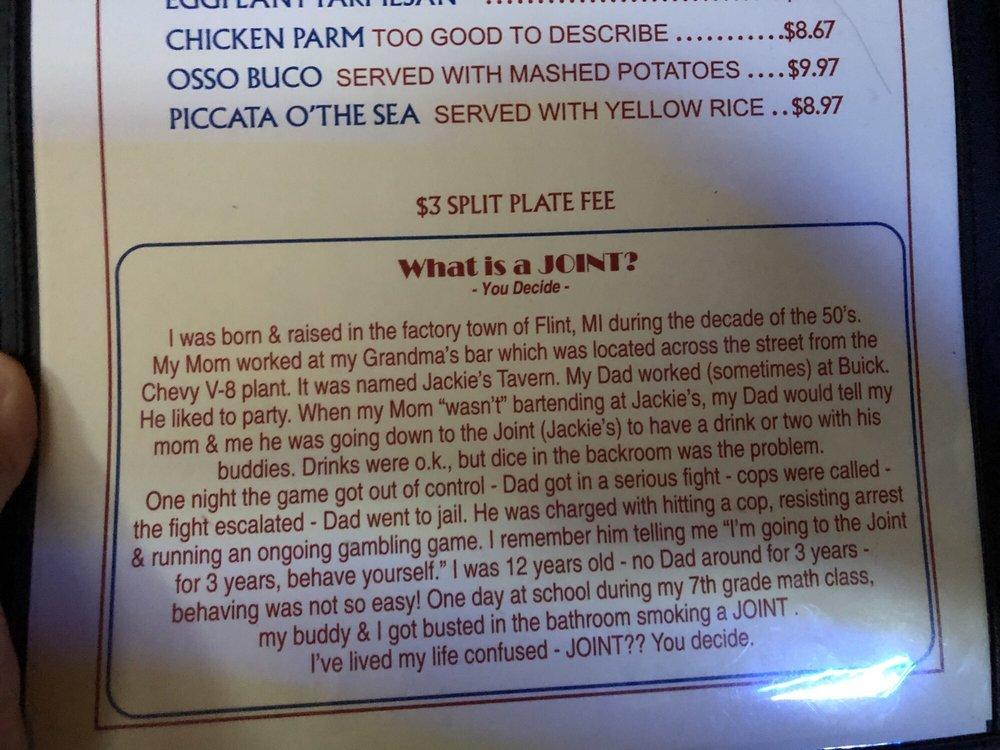 Menu at The Joint St. Pete pub & bar, Saint Petersburg
