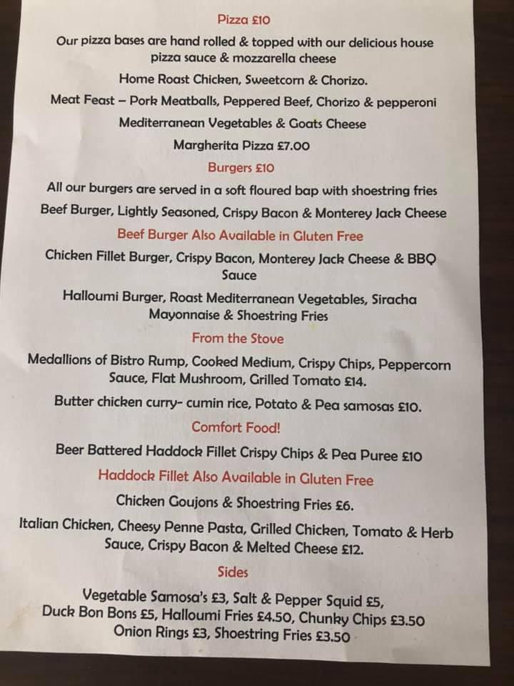 Menu at The Red Lion pub & bar, Banbury, High St