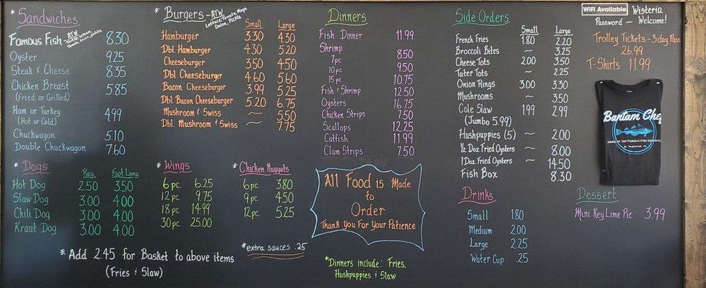 Menu at The Bantam Chef restaurant, St. Augustine