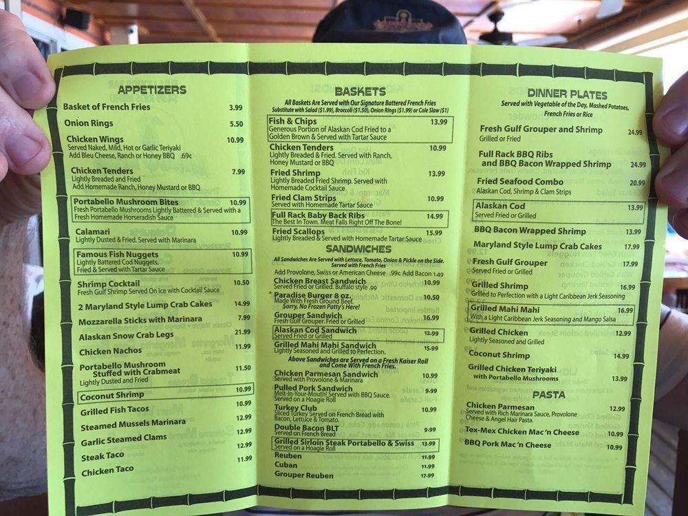 Menu at Mango Rita’s pub & bar, Fort Myers Beach