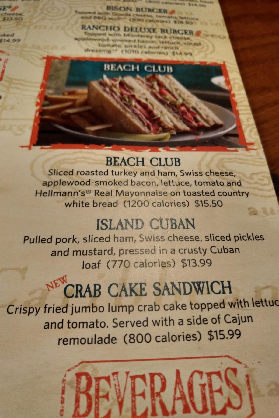 Menu at Margaritaville - Atlantic City pub & bar, Atlantic City