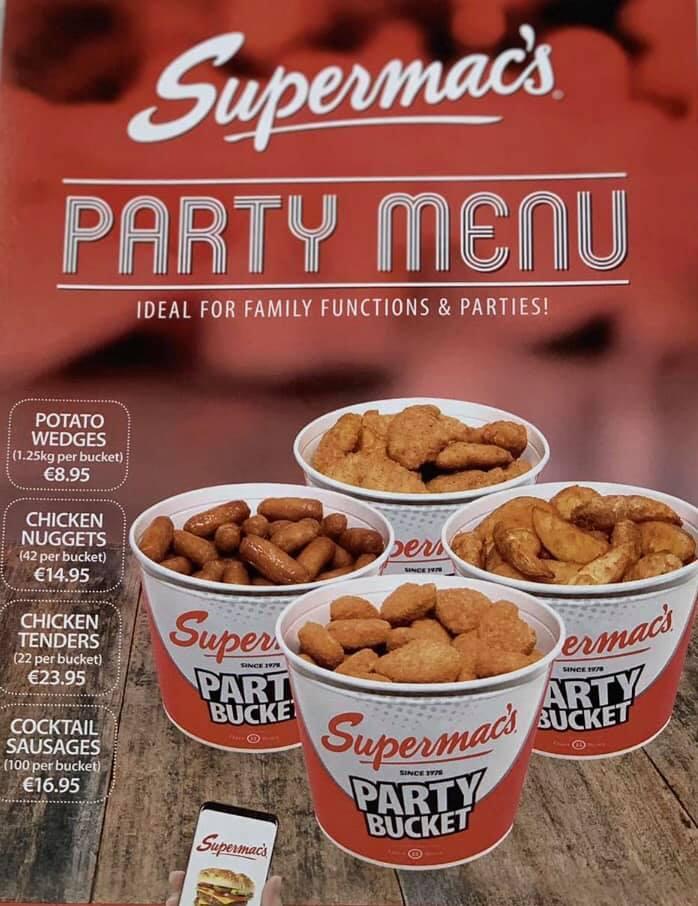 Menu at Supermac's & Papa John's restaurant, Tuam, The Square