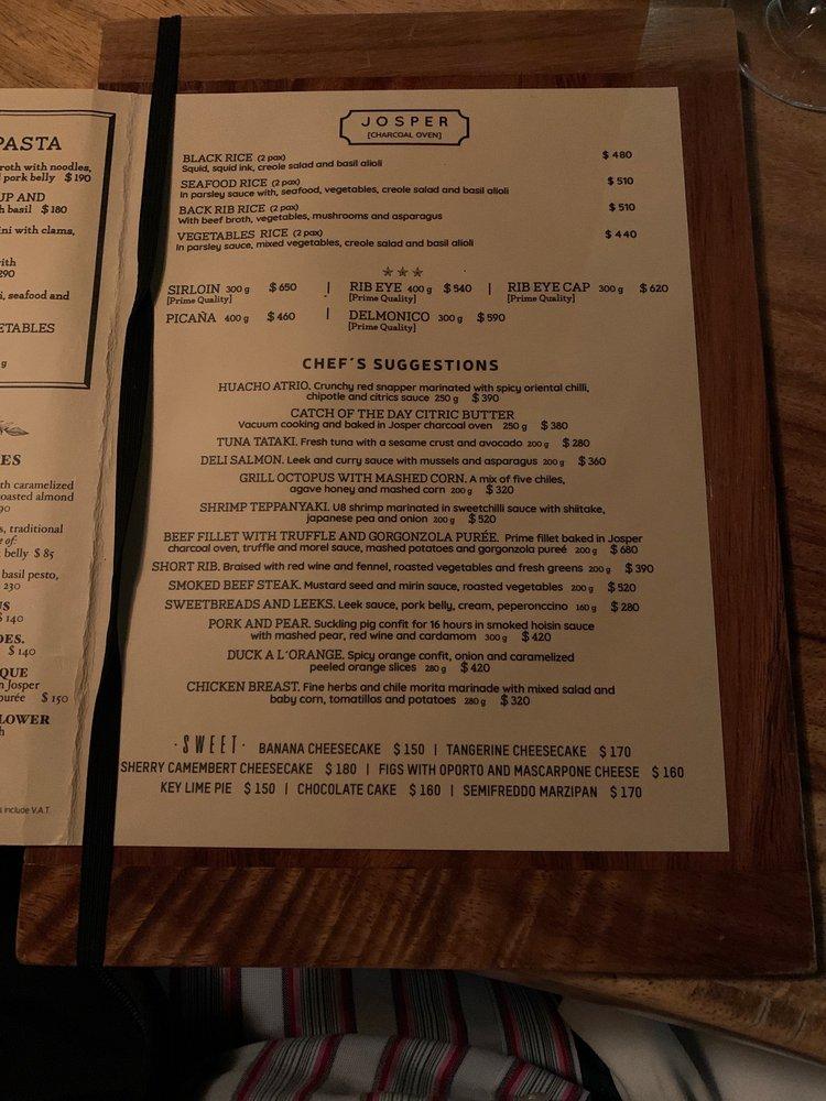 Menu at Atrio Restaurant, San Miguel de Allende