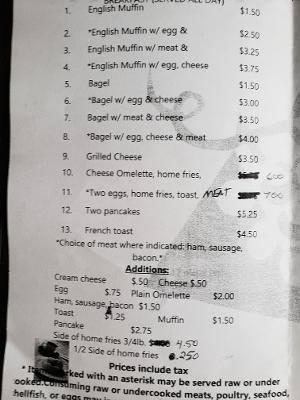Menu at Fuzzy's Cafe, Fitchburg