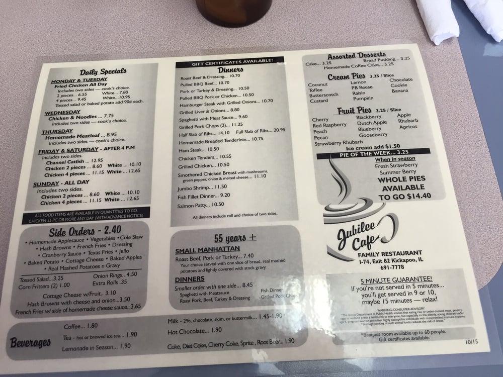 Menu at Jubilee Cafe, Edwards, N Kickapoo-Edwards Rd