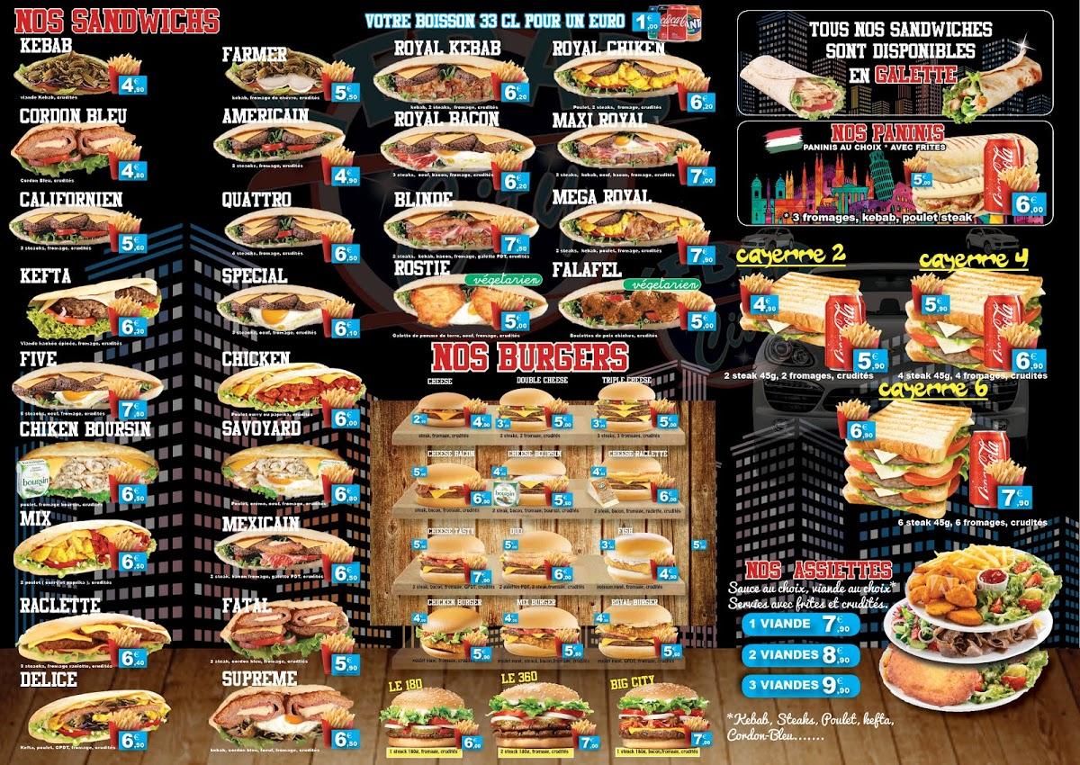 Menu au KEBAB CITY restaurant, Lillebonne