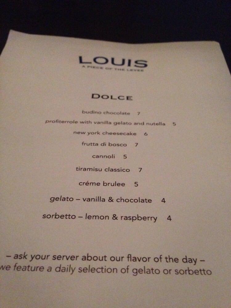 Menu at Louis Ristorante & Bar, Saint Paul