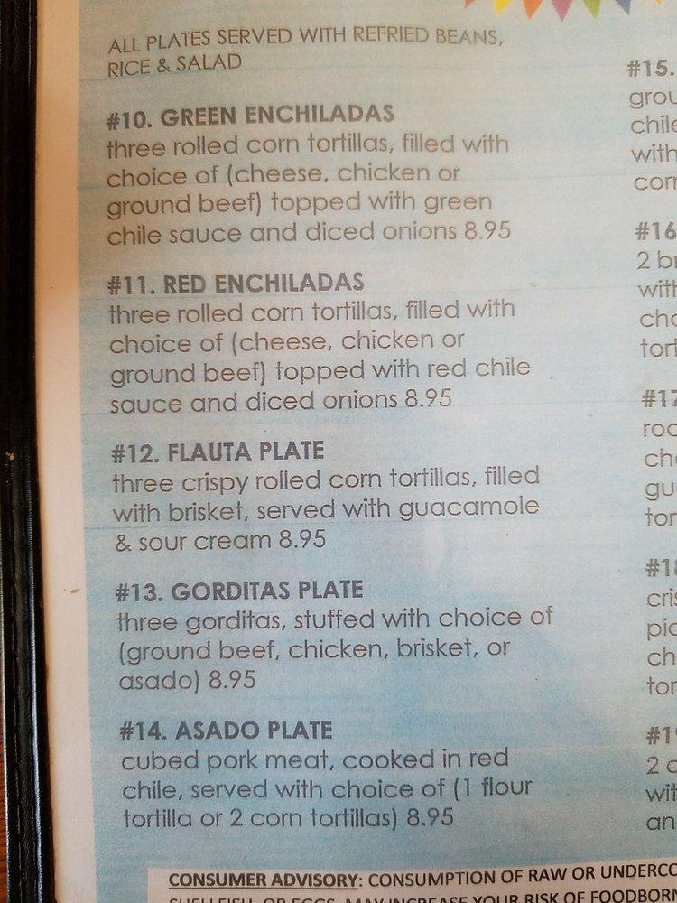 Menu at Meza's Kitchen restaurant, Monahans
