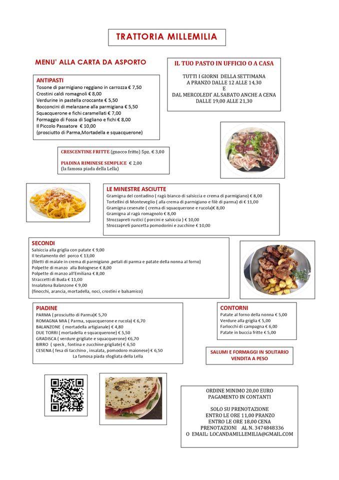 Menu at Mille Emilia restaurant, Istrana