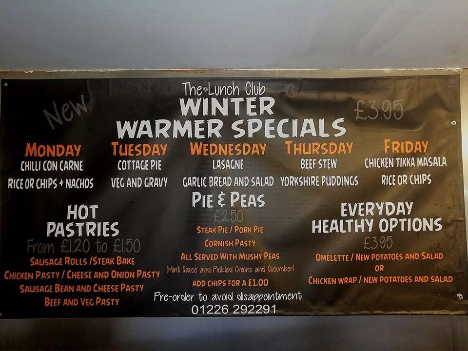 Menu at The Lunch Club, Barnsley