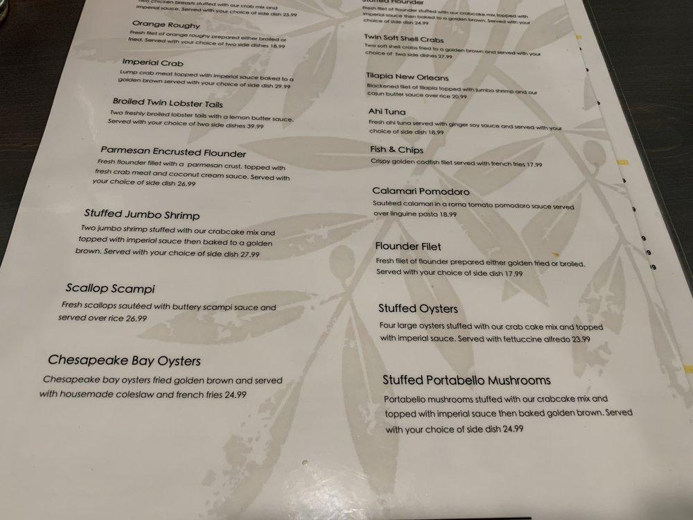 Menu at The Olive Tree restaurant, Glen Burnie