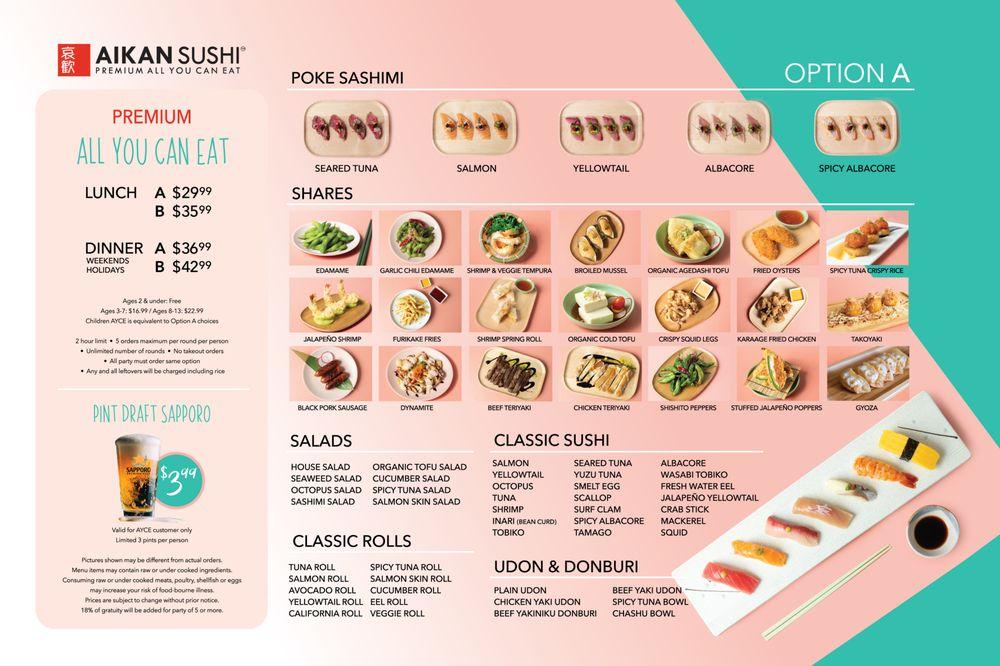 Menu at Aikan Sushi & Ramen restaurant, Artesia