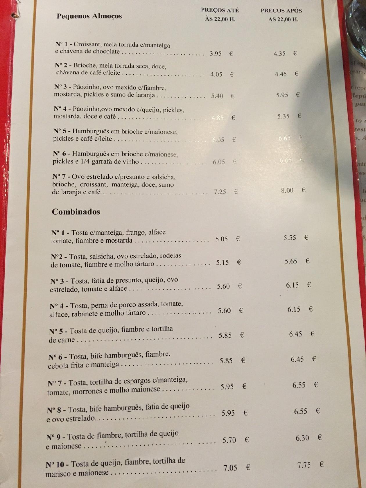 Menu em Galeto restaurante, Lisboa