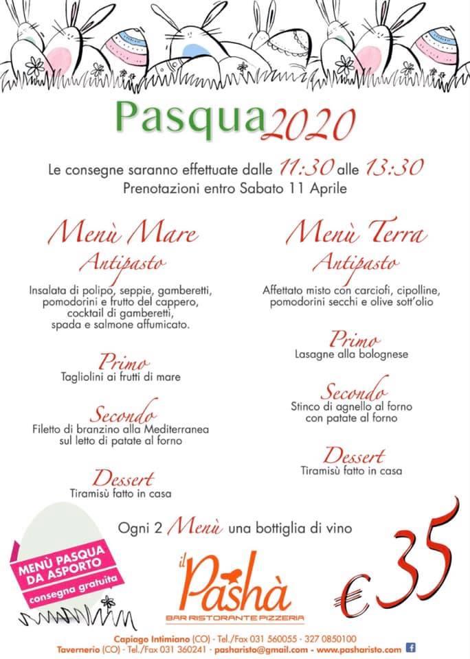 Menu da Pashà ristorante, Capiago Intimiano