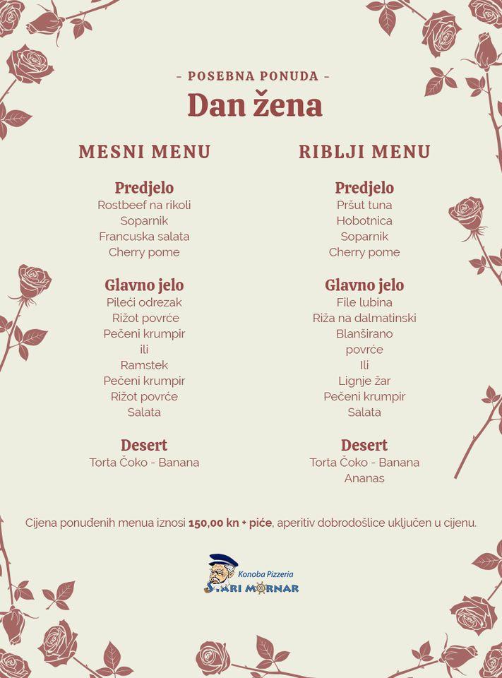 Menu at Konoba Pizzeria "Stari mornar", Split
