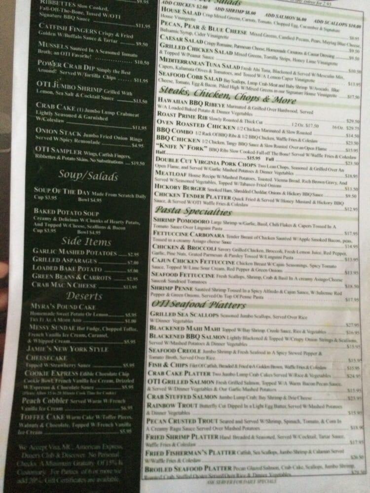 Menu at Olde Towne Inn restaurant, Upper Marlboro