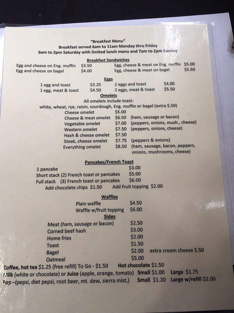 Menu at Prospector restaurant, Attica, 8 Main St